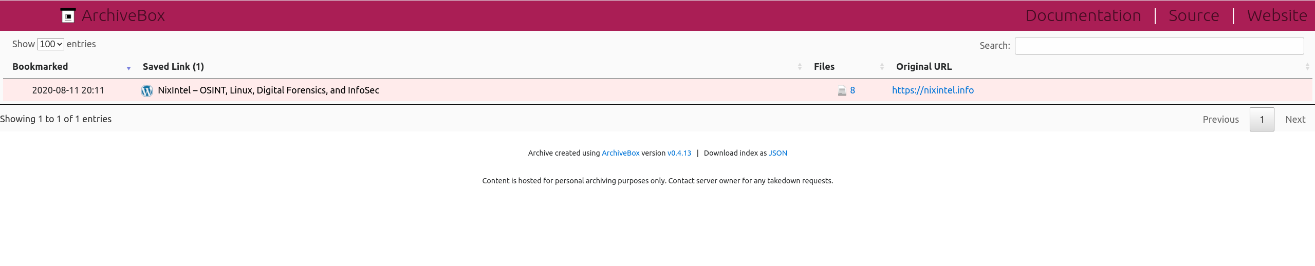 Nixintel Open Source Intelligence & Investigations Make Your Own Internet Archive With ArchiveBox